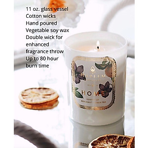 Harlem Candle Company Home Luxury Candle, 11 oz White Glass Jar, Double Wick, Soy Wax, Gift Box, Bergamot, Jasmine, Sandalwood, Mandarin Orange and Green Tea Leaves,80 Hour Burn