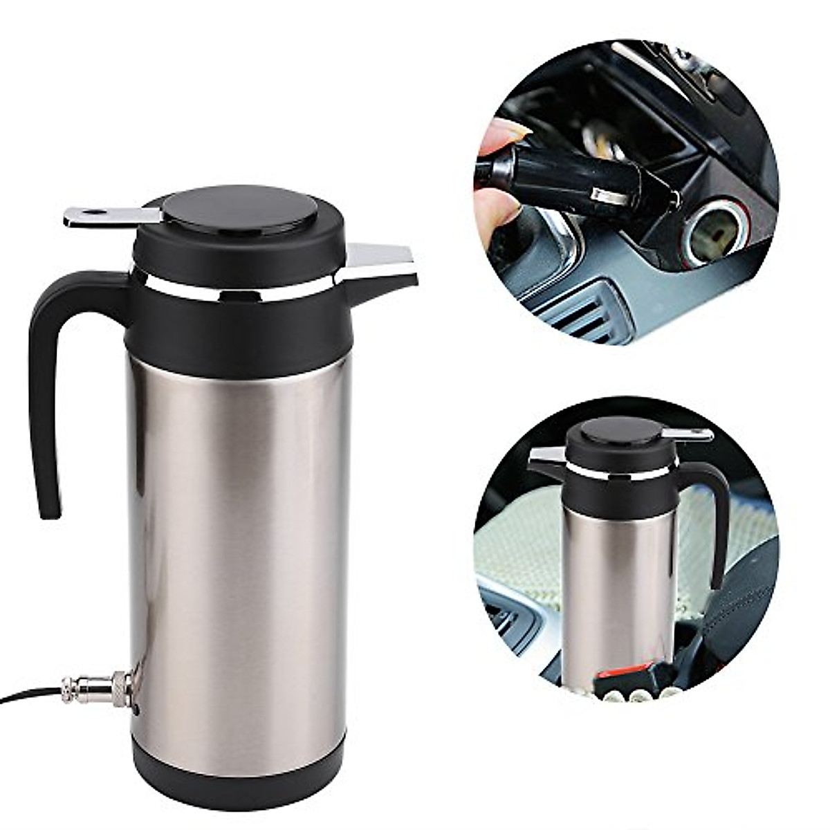 Car Kettle Boiler 450ml Car Heating Travel Cup Stainless Steel Mug Car Coffee Cup Warmer with DC 12V Charger for Car