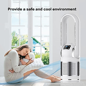 DIGBYS Dreo Fan with Remote Control Fan Tower 8h Timer 8 Speeds Air Purifier, for Home Bedroom Kitchen