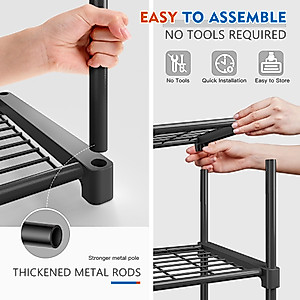 REIBII Shelving Unit, Wire Shelving, Shelving Units and Storage Shelves, 4 Tier Shelving Unit, Pantry Shelves,Kitchen Shelves 15.7" D x 47.2" H x 25.5" W