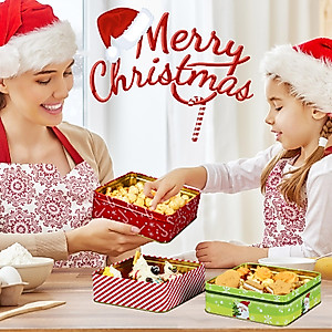 Tioncy 8 Pcs Christmas Cookie Tins with Lids Large Cookie Boxes Metal Empty Tins Santa Tinplate Xmas Gift Box for Christmas Holiday Candies Treats Storage Container