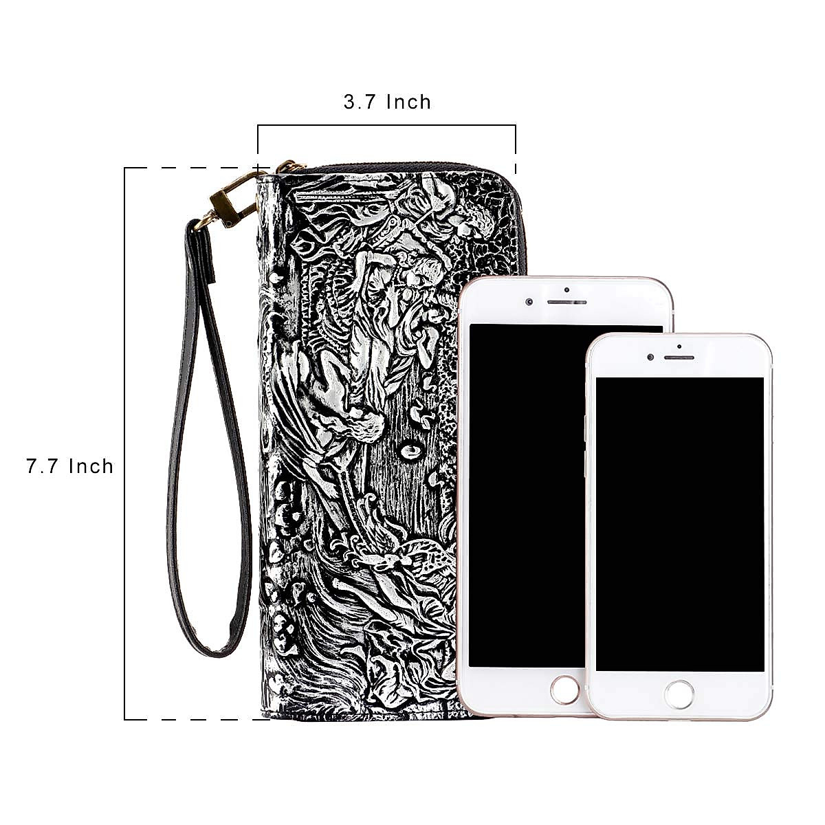 Women's Clutch Wallet Ladies Zip Around Bifold Long Purse Travel Phone Card Holder Organizer Wrist Strap (Venus)