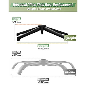 Sytopia 24''(60cm) Office Chair Base Replacement, Heavy Duty Chair Replacement Parts(2400Lbs), Desk Chair Reinforced Metal Leg, Universal Caster and Gas Cylinder Size, Matte Black