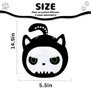 Koiernr Halloween Black Cat Plush Toy Black Cat Pillow, Black Cat Stuffed Animal Pillows Cute Skeleton Black Cat Plushie Toys Gifts for Kids Adults Birthday Gifts Halloween Home Decor