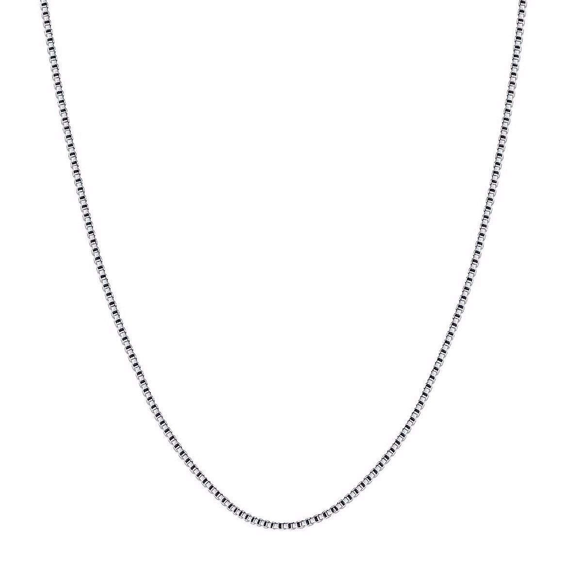 BORUO 925 Sterling Silver Box Chain Necklace, 1mm Solid Italian Nickel-Free Lobster Claw Clasp 18 Inch