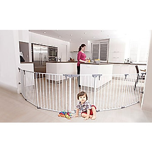 Dreambaby Royale Converta 3-in-1 Play Yard Baby Gate - with 6 Modular Panel - Fits Opening with 151 inch Wide & 29 inch Tall - White - Model L849