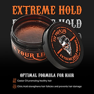 Fix Your Lid Extreme Hold Pomade for Men - Water Based Pomade with High Shine and Strong Hold - Match all Mens Hair Types & Styles - Easy To Wash Out - 3.75 oz