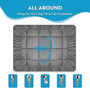 Cal King Mattress Topper, Extra Thick Mattress Pad Cover for Back Pain with Soft Down Alternative Fill, Cooling Breathable Pillow Top Protector with 8-21 Inch Deep Elastic Pocket (72x84 Inches, Grey)