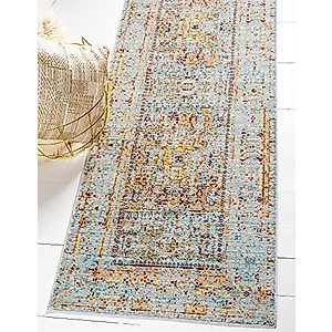 Unique Loom Austin Collection Area Rug - Tremolo (Runner 4' 0" x 10' 0", Light Blue/ Cream)