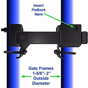 Black Chain Link Commercial Strong Arm Double Gate Latch - Latches Two Gates Together Without The Need of a Drop Rod - Chain Link Double Gate Latch for 1-5/8" Thru 2" Gate Frames