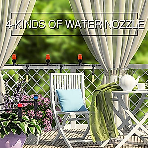 Drip Irrigation Kit, MUCIAKIE 116FT Irrigation System, Irrigation trubing Watering System Plant Watering Devices Adjustable Nozzle Emitters Sprinkler Barbed Fittings