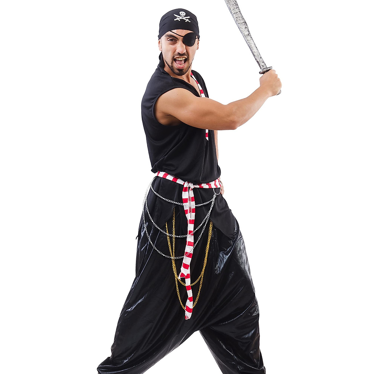 5 Pieces Chain Belt Jeans Pants Chain Pocket Waist Chain Multi-Layer Hip Hop Metal Wallet Chain for Men Women (Leaf,Silver)