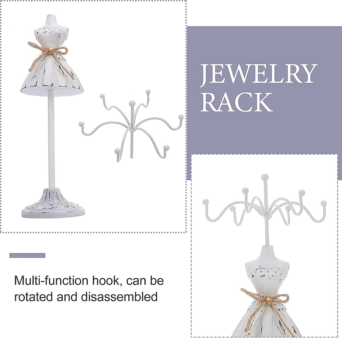 NUOBESTY Mannequin Jewelry Stand Makeup Containers Necklace Display Stand Desktop Jewelry Rack Necklace Display Rack Choker Necklaces for Princess Doll Earring Hoop Miss Resin Unique