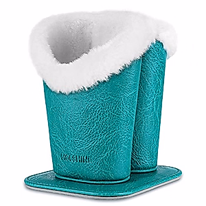 molshine Soft Plush Lining Double Upright Eyeglasses Holder with Magnetic Base Spectacles Stand Glasses Case on Nightstand-(Cedar Green)