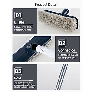 Scrub Brush Floor Brush with Long Handle, Deck Brush Floor Scrubber 2 in 1 Scrape Brush Stiff Bristle Shower Brush Scrubbing Brush Cleaning Brush for Bathroom, Kitchen, Tub, Carpet, Grout, Tile