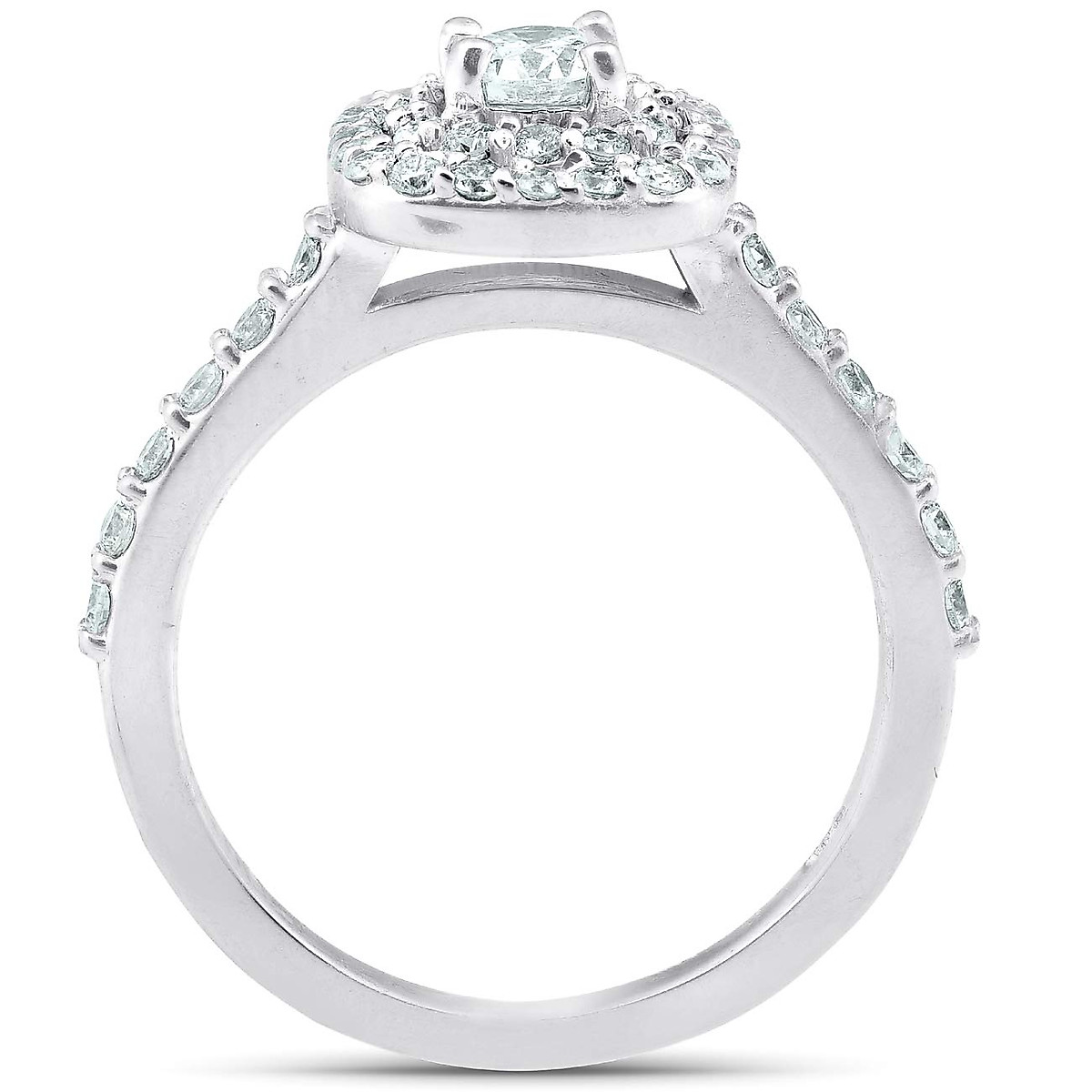 3/4Ct Diamond Cushion Double Halo Engagement Ring 14k White Gold - Size 9