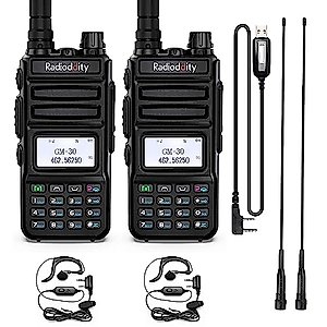 2 Pack Radioddity GM-30 GMRS Radio Handheld 5W Long Range Two Way Radio, GMRS Repeater Capable, with NOAA Scanning & Receiving, Display Sync for Off Road Overlanding, with 15 inch High Gain Antenna