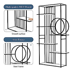 TRIPLE TREE 6 Tiers Bookcase,Open Bookshelf with Black Metal Frame,Storage Large Book Shelf Furniture for Living Room Bedroom Home Office