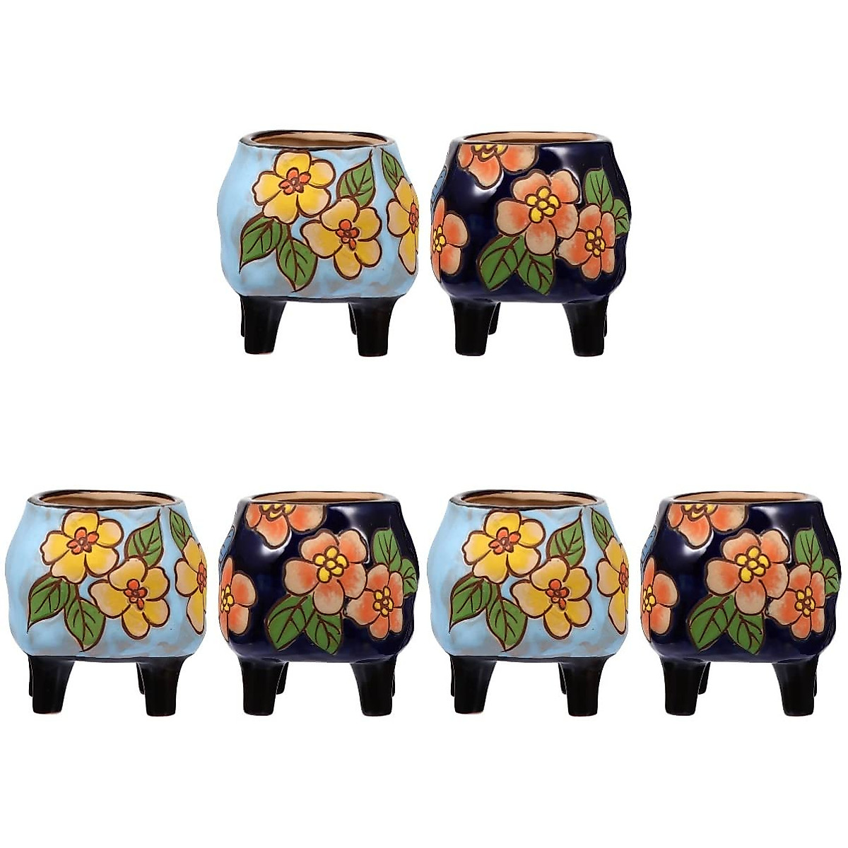 6pcs Hand Plant Planting Base Indoor Random Bonsai Decoration Home Decorative Pots Office Decor Gardening Pot Small Vase Flower Painted for Cactus Containers