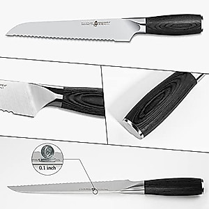 TUO Bread Knife - 8" Bread Slicing Knife Knife Serrated, German HC Steel Ergonomic Pakkawood Handle with Gift Box, Goshawk Series