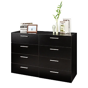 HOBBYZOO 8 Drawer Dresser for Bedroom, Black Bedroom Dresser with Deep Drawers, Wood Chest of Drawers with Storage, 55 Inch Large Dresser Bedroom Furniture, 47.2" x 15.7" x 31.5"