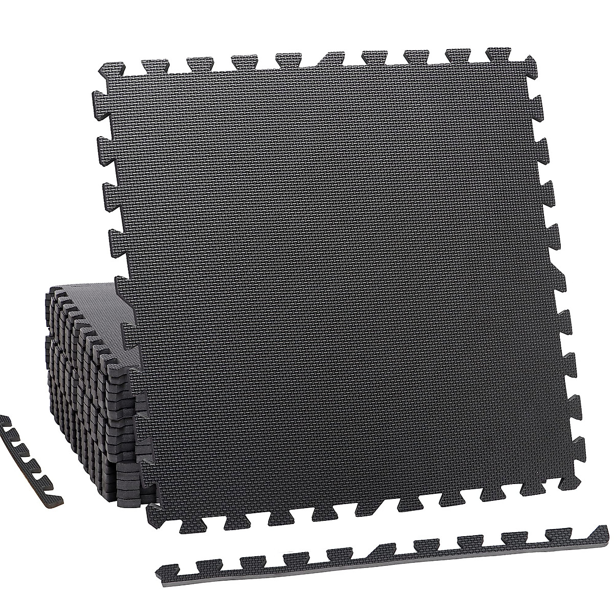 HomGarden Puzzle Exercise Mat 1/2’’ EVA Interlocking Foam Floor Mats for Exercise Equipment Home Gym Workout Mat(24 Tiles) Black