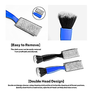 Rsept Soft Car Detailing Brush,Double Head Brush for Car Clean,Car Detailing Brushes Exterior,Double Ended Portable Cleaning Brush Mini Hand Held Magic Brush Duster for House, Car, Office (Black)