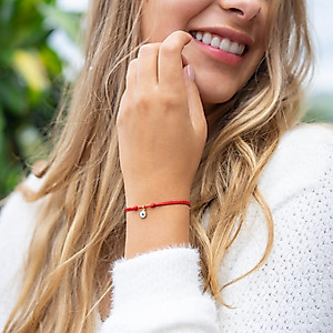 14k Gold Evil Eye Bracelet - Adjustable Waterproof Protection Amulet with Red String and Lucky Eye Charm Pendant for Women, Men, and Friendship Gifts