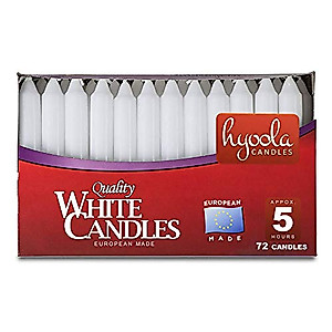 Hyoola White Candles - Short Candlesticks - 6 Inch Candle Sticks (15cm) - 5 Hour Burn Time (72 Pack), European Made
