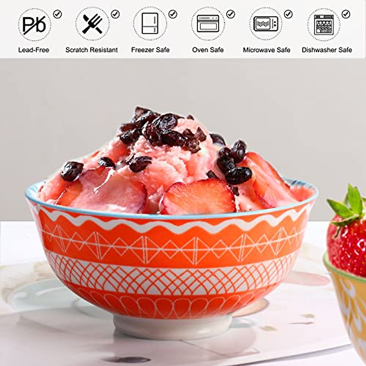 Vivimee Small Ceramic Bowls Set of 6, 10 oz Colorful Dessert Bowls, Ice Cream Bowls, Stackable Snack Bowls for Ice Cream, Snack, Rice, Condiments, Side Dishes, Yogurt, Microwave Dishwasher Safe