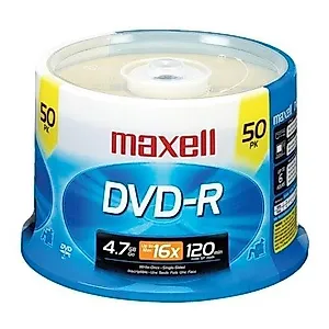 Maxell 16X DVD-R Media 50 Pack in Cake Box (638011)