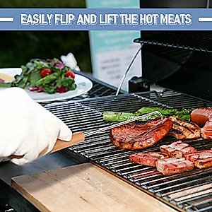 Pigtail Food Flipper 2Pcs, HaSteeL 17Inch Meat Turner Hook, Stainless Steel Pig Tail Flipper Hook With Wooden Handle, Grill Accessories for BBQ Grilling Griddle Kitchen Cooking - Left & Right Handed