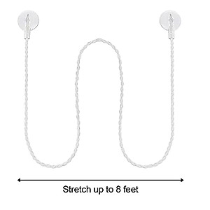 2 Pack Travel Clothesline with Hooks and Suction Cups, Portable Retractable Clothesline Camping Accessories for Outdoor and Indoor Use, Backyard, Vacation Hotel, Balcony Clothes Drying Line(White)