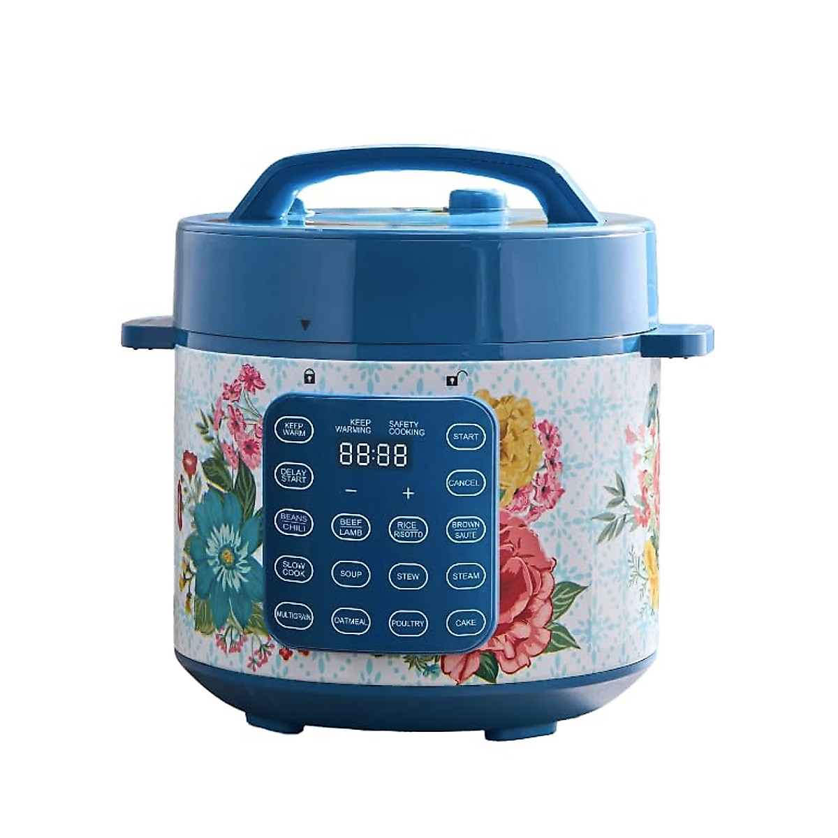 Pioneer Woman 6-Quart Fancy Flourish Multi-Cooker – 7-in-1 Pressure Cooker with Touch Control, Blinking Display, 13 Smart Cooking Presets – Pressure Cook, Slow Cook, Sauté, Steam, Rice, and More