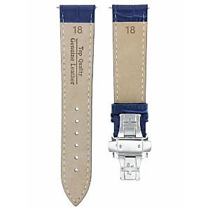 Ewatchparts 18MM BLUE LEATHER WATCH BAND STRAP DEPLOYMENT BUCKLE CLASP BRACELET COMPATIBLE WITH IWC 2B