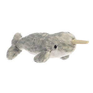 Aurora® Adorable Mini Flopsie™ Narwhal Stuffed Animal - Playful Ease - Timeless Companions - Gray 8 Inches