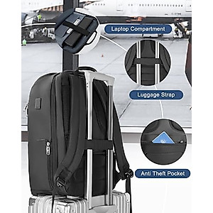 MATEIN Laptop Backpack for Men, 50L Expandable Business Carry on Backpack with USB Port & Wet Bag Fits 17 Inch Computer, Large Waterproof TSA Smart Flight Approved Weekender Travel Bag Gifts, Black