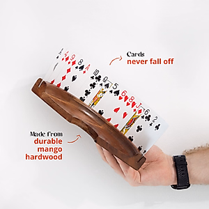 GENIUM GAMES Card Holder For Playing Cards (2) | Hands Free Playing Card Holders Made From High-Quality Mango Wood | Fits up to 25 cards | Ideal for Seniors or Kids