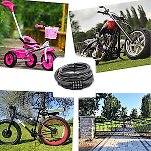 Combination Bike Cable Lock - 4 Digit, 32 inch Long Coiled Security Resettable Cable Lock, Anti-Theft Accessories for Mountain Bike, Road Bike, Electric Bicycle, Kids Scooter