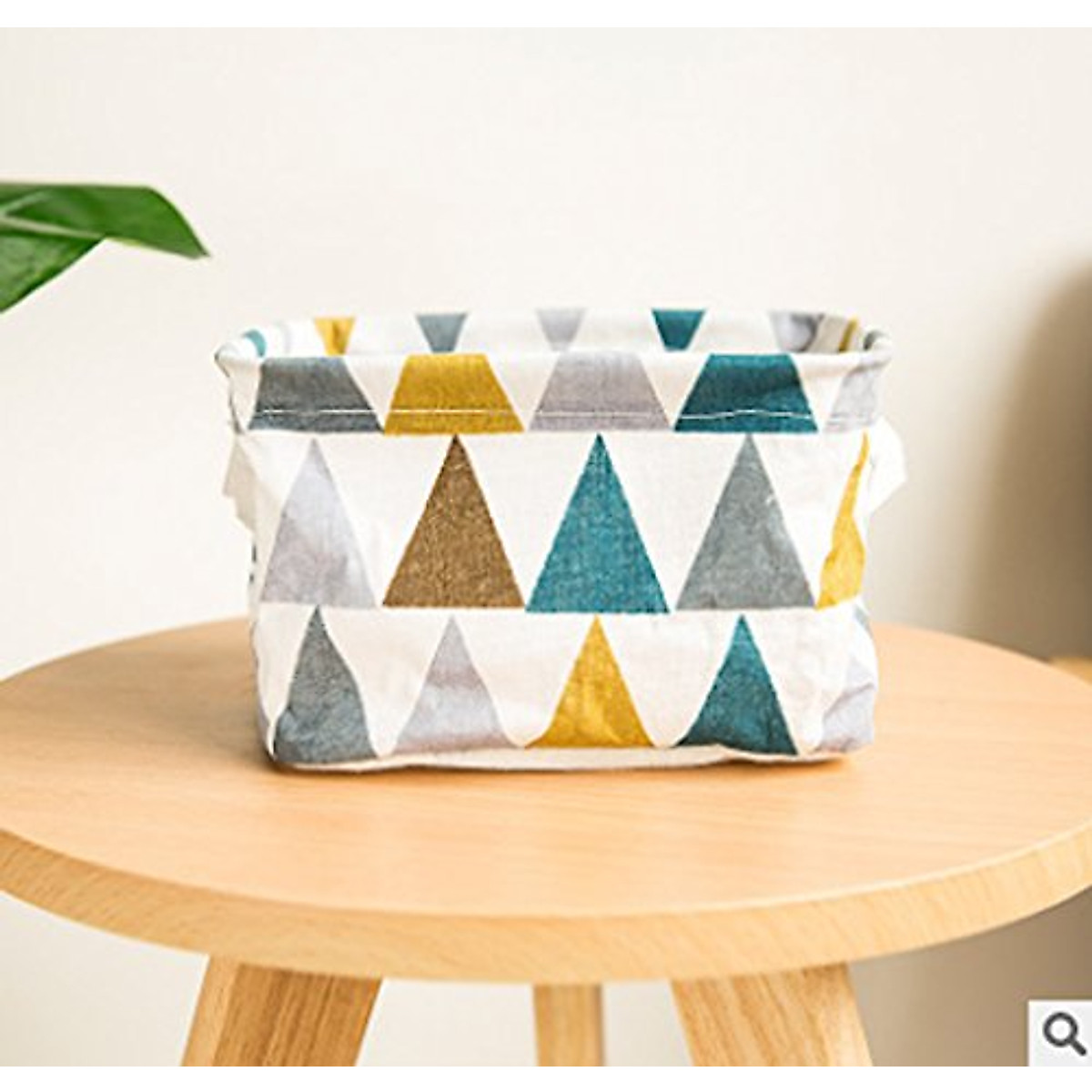 Lannu Pack 4 Canvas Storage Bins Basket Organizers Foldable Fabric Cotton Linen Blend Storage Bins for Makeup, Book, Baby Toy Basket, 8x6x5.5 inch