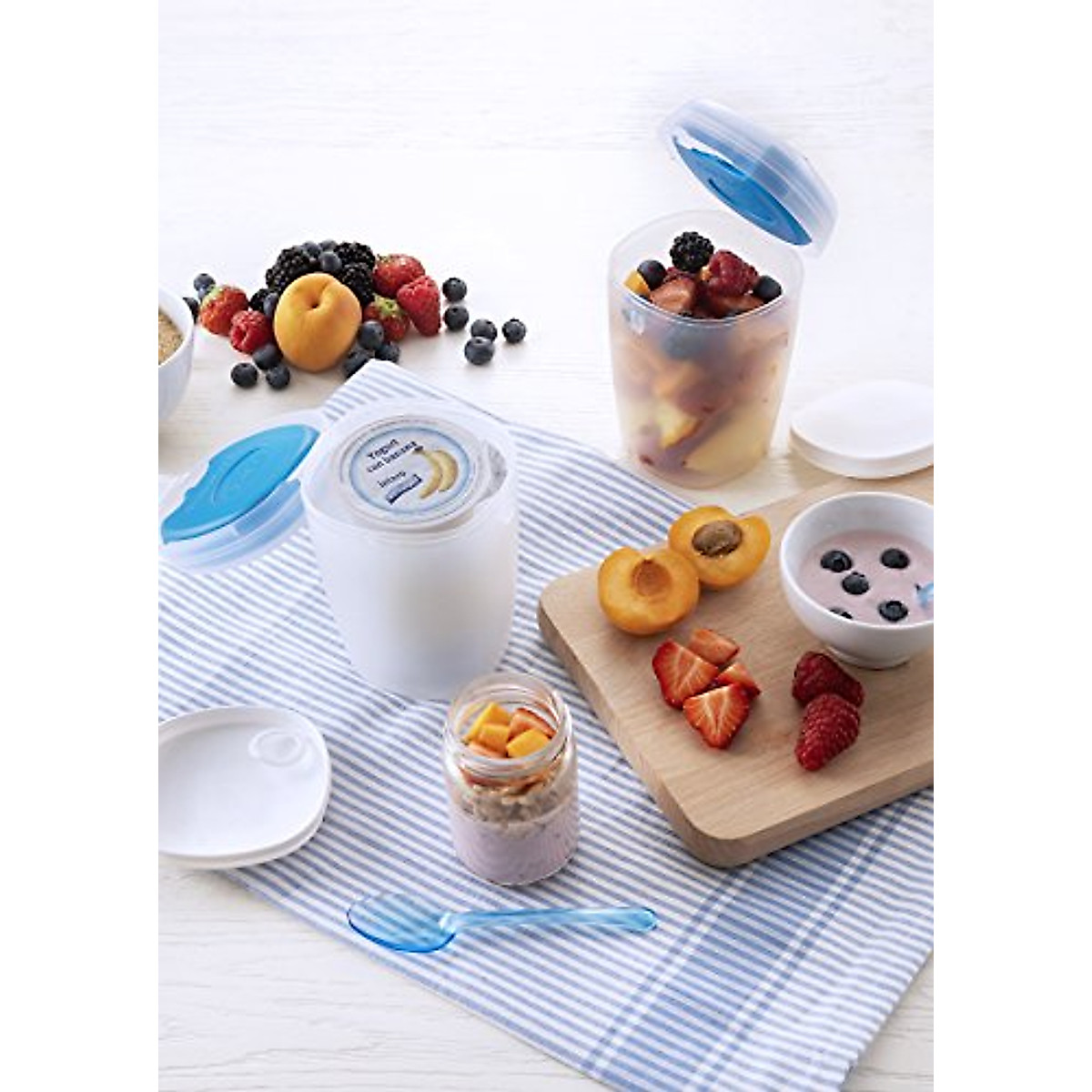 Snips Porta Yogurt | Contenitore Refrigerato Con Cucchiaino | Lunch Box | Contenitori per Cibi | 0,5 LT | Colore Azzurro | Coperchio con Chiusura di Sicurezza | Made In Italy | Bpa Free