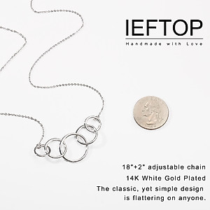 Ieftop 50th Birthday Gifts for Women, Silver Interlocking 5 Circle Necklace Happy Birthday Gifts for Women 50th Birthday Gifts for Friends Female Mom Sister Wife