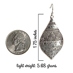 SPUNKYsoul Bohemian Hammered & Engraved Silver Earrings