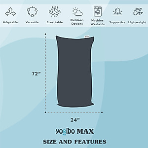 Yogibo Max 6 Foot Giant Bean Bag Chair Bed Lounger for Adults, Kids and Teens with Filling, Extra Large, Oversized, Big, Huge, Plush, Sensory Beanbag Couch Sofa Sack, Washable Cover, Fern