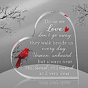 Memorial Gifts for Loss of Father Mother Sympathy Gifts Red Cardinal Memorial Bereavement Acrylic Heart Condolence Gifts in Memory of Loss of Loved One for Table Centerpieces Remembrance (6 x 6 Inch)