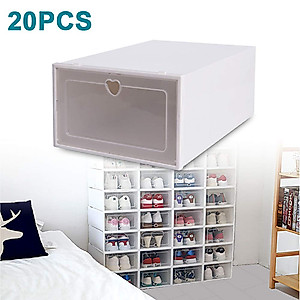 TTONSUE Shoe Box Set Storage Plastic Home, Clear Plastic Shoe Storage Boxes for, Shoe Organizer Storage Bins with Lids, Clothes Under Bed Shoe Storage Container