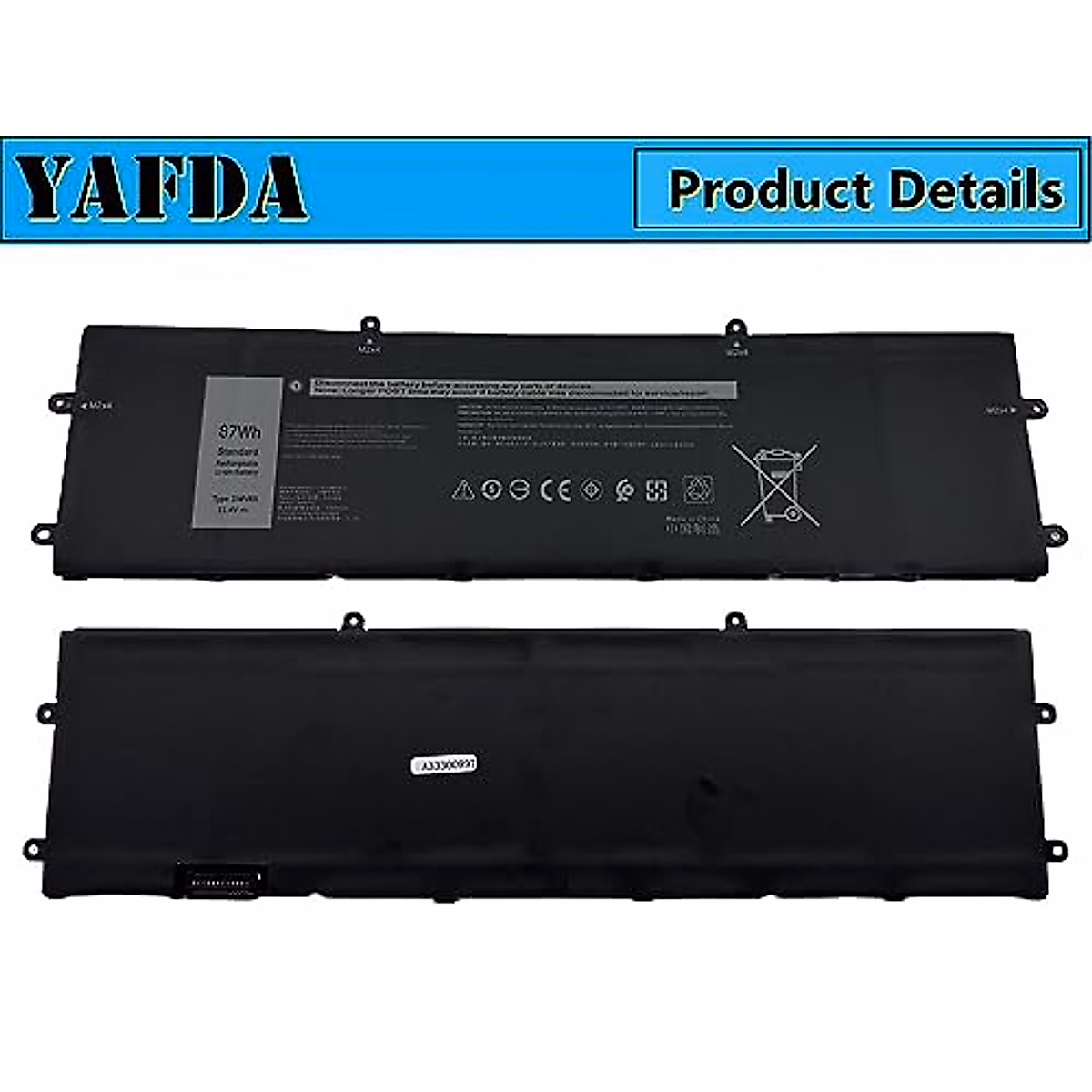 Yafda DWVRR New Laptop Battery Replacement for Dell Inspiron 16 7620 2-in-1 Alienware x15 R1 Alienware x15 R2 Alienware x17 R1 Alienware x17 R2 Series 817GN 0017GN 0NR6MH 11.4V 87Wh