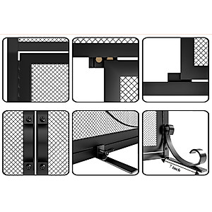 Fire Beauty Fireplace Screen with Magnetic Doors,Large Metal Fireplace Screen for Home,Spark Guard,Decorative Metal Furnace Fireguards,Baby Safe Spark Guard Protector,Black
