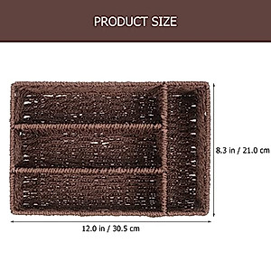 Healifty Wicker Rattan Baskets Tea Bag Sugar Packet Holder Coffee Station Condiment Organizer Woven Divided Basket Tray for Drawer Shelf Countertop Coffee