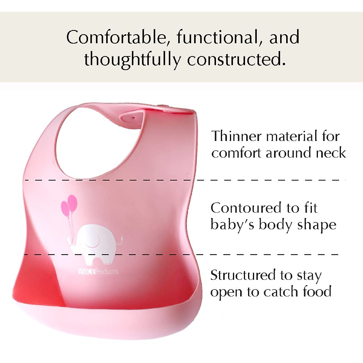 YMCF Products Baby or Toddler Feeding Set | Silicone Bib, Divided Plates, Suction Bowls & Spoons, Dishwasher-Safe, Easy-Wipe Cleaning (Pink)